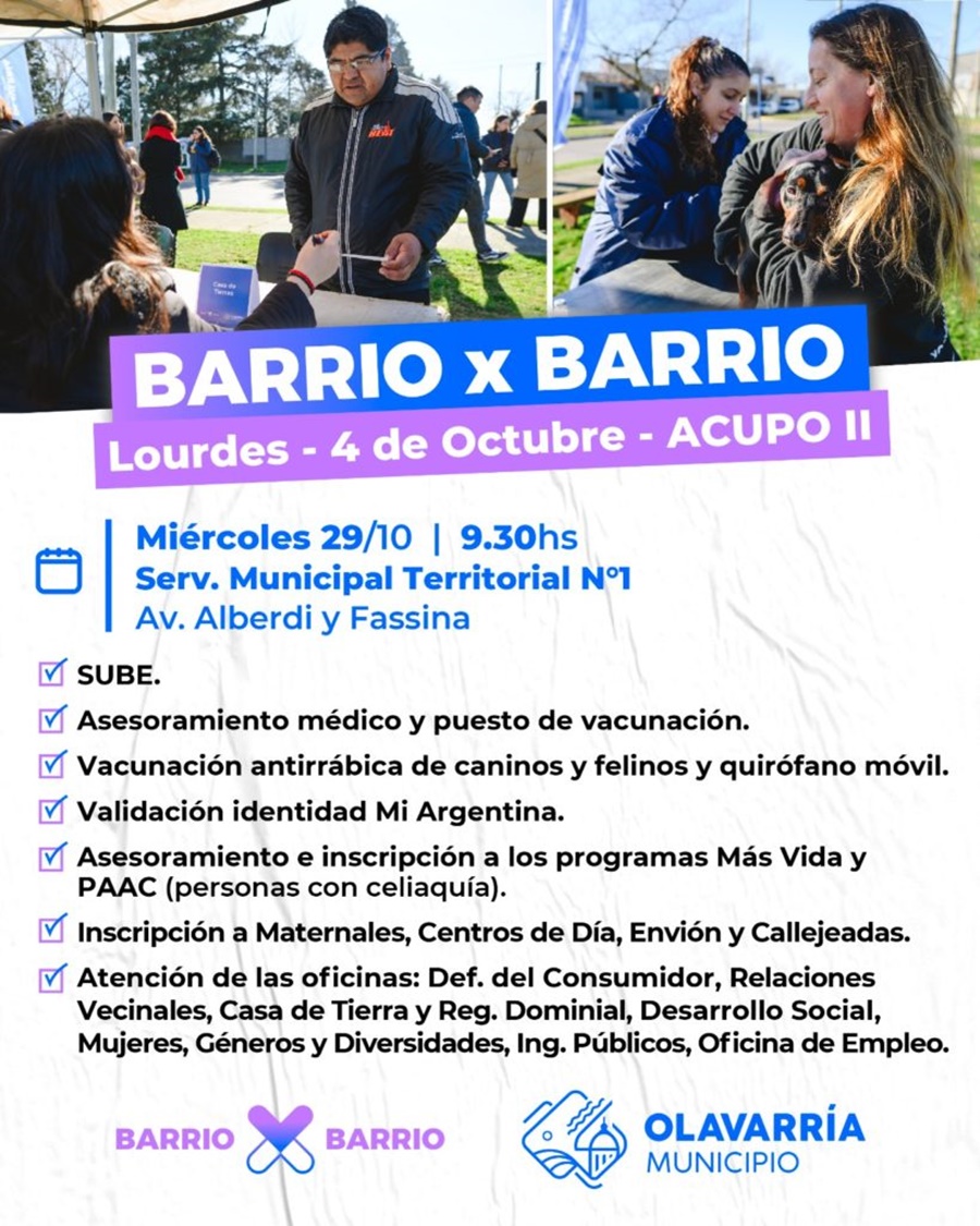 Barrio por barrio abarcará Lourdes, 4 de octubre y Acupo II